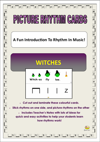 Picture Rhythm Cards - HALLOWEEN - "WITCHES" | Teaching Resources