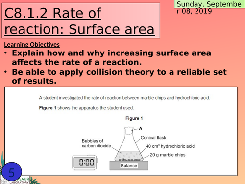 KS4 C8.1.2 Rate of reactions (Surface area) | Teaching Resources