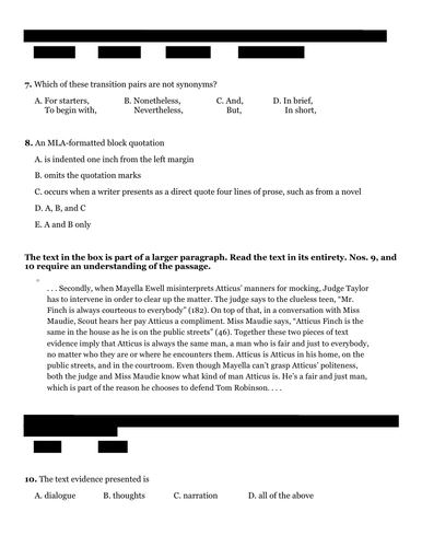 To Kill A Mockingbird — Presenting Text Evidence Writing Unit — 80 ...