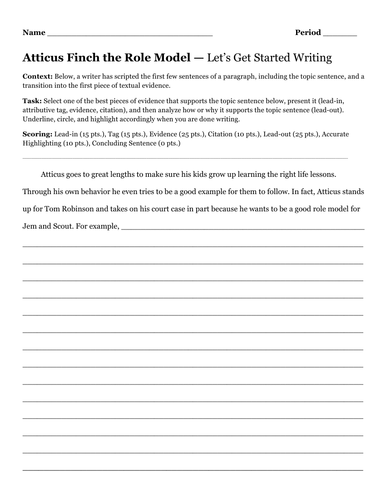 To Kill A Mockingbird — Presenting Text Evidence Writing Unit — 80 ...