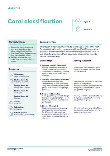 Coral Oceans KS2: Coral classification | Teaching Resources
