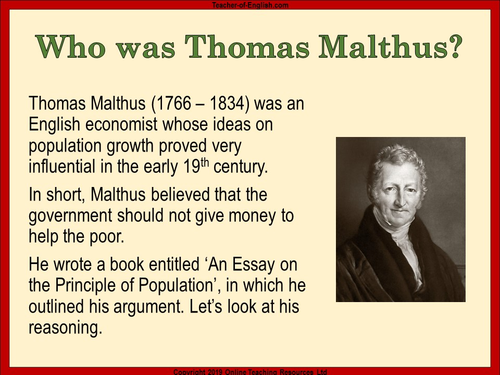 A Christmas Carol (GCSE) Thomas Malthus | Teaching Resources