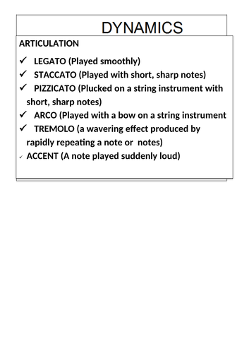 LARGE PRINT ELEMENTS OF MUSIC LISTENING MAT | Teaching Resources