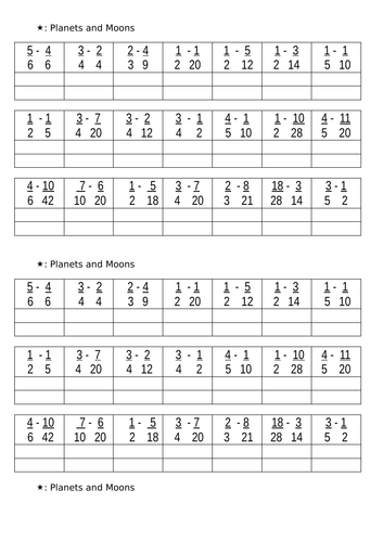 Differentiated Codebreaker Subtracting Fractions Teaching Resources