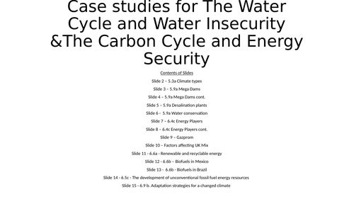 Summary of case studies for The Water Cycle & Water Insecurity + The ...