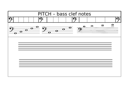 IDENTIFY THE PITCH BASS CLEF | Teaching Resources