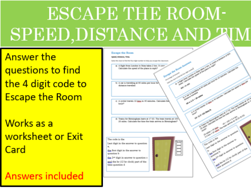 Unlock the Code with Speed, Distance and Time Escape Room | Teaching ...