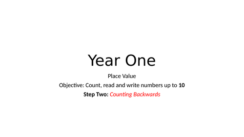 Year 1, Place Value, Counting backwards from 10, Whole lesson ...