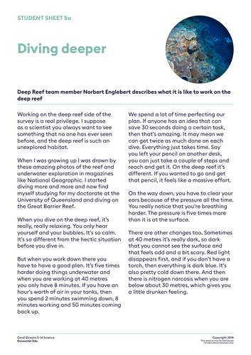 Coral Oceans: KS3: Forces and deep sea exploration | Teaching Resources