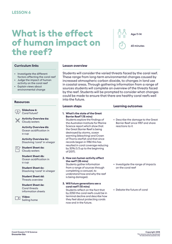 Coral Oceans: KS3: Human impact on coral reefs | Teaching Resources