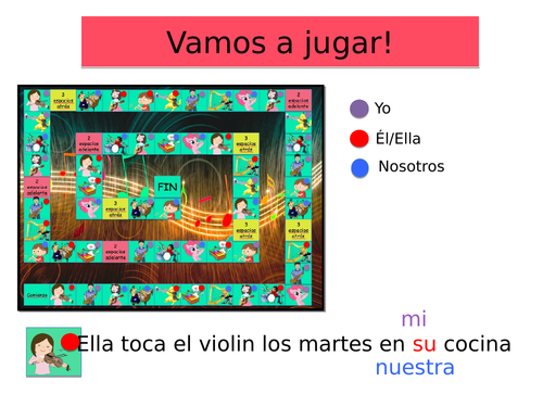 Spanish GAME to revise MUSICAL INSTRUMENTS + conjugation of verb 'to ...