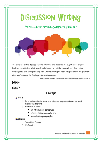 Lab Report Discussion Writing Guide ( Middle and High School ...