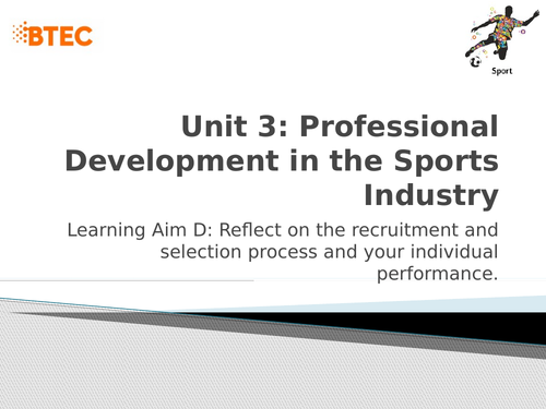 BTEC Sport Level 3 Unit 3 Learning Aim A-D | Teaching Resources