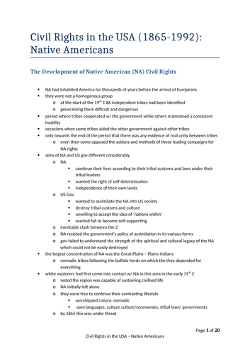 A Level History - Civil Rights in the USA: Native Americans Revision ...