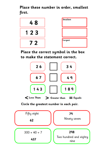 Year 3 Place Value Compare and Order | Teaching Resources