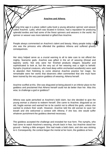 Year 6 Greater Depth Modelled Writing Example (Greek Myth Arachne ...