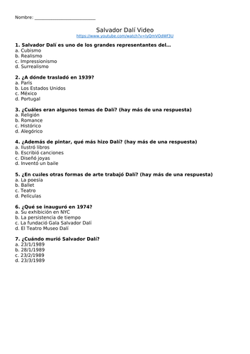 CLIL Lesson Art and Spanish - Salvador Dalí | Teaching Resources