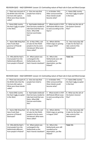 GCSE OCR B: Living Under Nazi Rule 1933-1945 QUIZ BUNDLE | Teaching ...