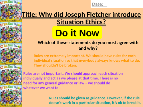 Situation Ethics Workbook and Power Points | Teaching Resources