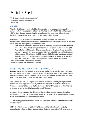 25 page booklet on the Middle East OCR unit (A/A* grade) | Teaching ...