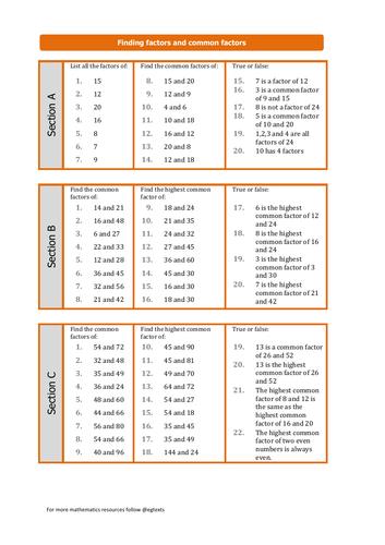 Factors, multiples, primes, squares, cubes Y6 | Teaching Resources