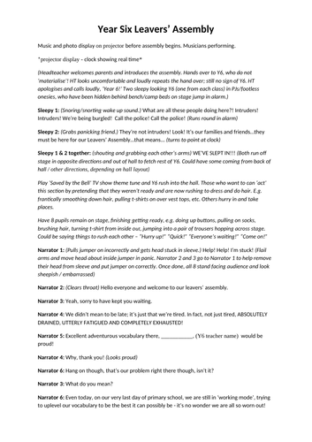 Year 6 Leavers' Assembly - "We've slept in!" | Teaching Resources
