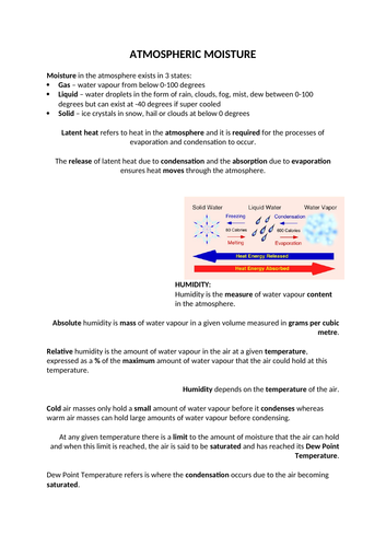 Condensed CIE Geography A Level Atmosphere and Weather Notes | Teaching ...