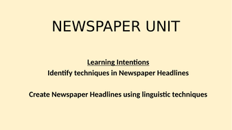 Techniques in Newspaper Headlines | Teaching Resources