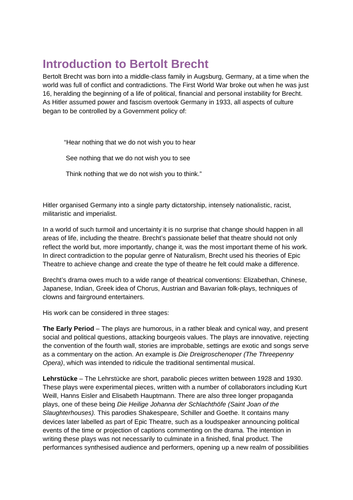 Introduction to Brecht Complete Lesson Bundle | Teaching Resources