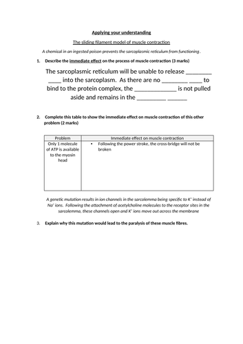 Contraction of SKELETAL MUSCLES (AQA A-level Biology) | Teaching Resources