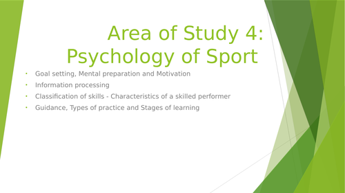 WJEC GCSE Area of Study 4 Psychology of Sport | Teaching Resources
