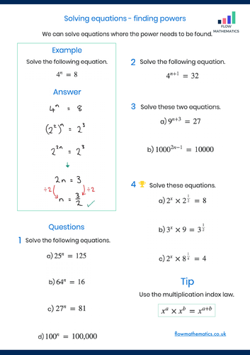 Solving equations: finding the powers | Teaching Resources