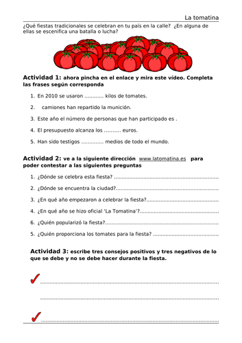 La Tomatina - Spanish Festivals - KS4 | Teaching Resources
