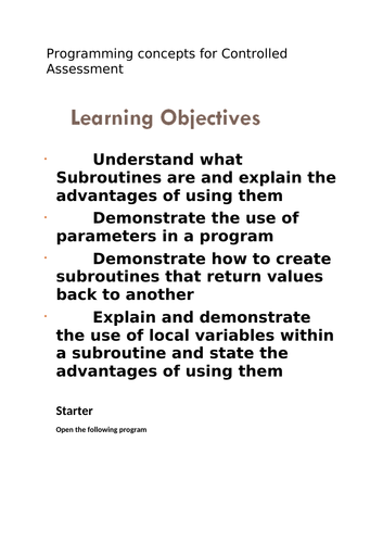 Subroutines - functions and procedures with Python | Teaching Resources Subroutines - functions and procedures with Python | Teaching Resources