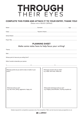 Through Their Eyes Poetry Writing Activity for 11-18 Year-Olds ...