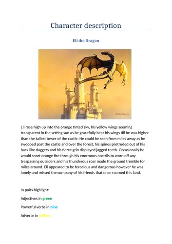 Character description | Teaching Resources