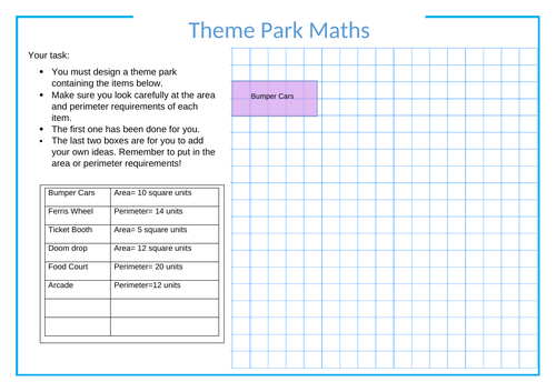Area and Perimeter Theme Park designing | Teaching Resources