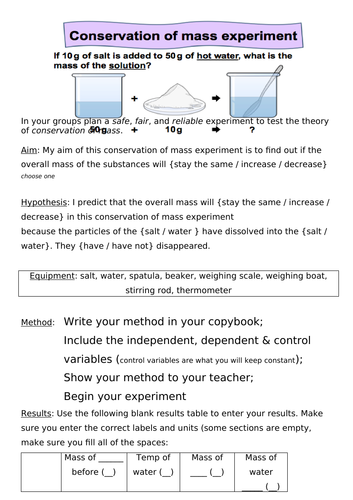 Writing a Method - Practical Experiment Write-up | Teaching Resources