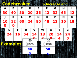 Codebreaker: Percentage Increase and Decrease | Teaching Resources