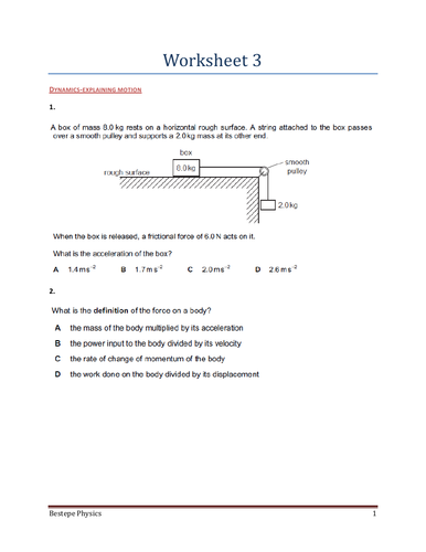 As Level Dynamics CIE | Teaching Resources