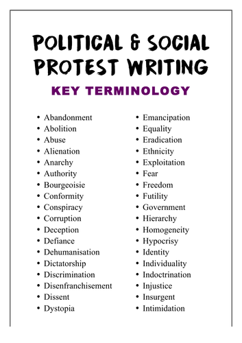 Protest Writing 10 Extracts: AQA KS5 | Teaching Resources