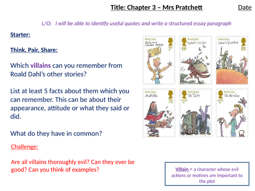 Chapter 3, Mrs Pratchett from 'Boy' by Roald Dahl | Teaching Resources