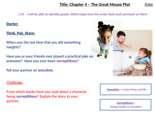 Chapter 4, The Great Mouse Plot from 'Boy' by Roald Dahl | Teaching ...