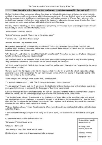 Chapter 4, The Great Mouse Plot from 'Boy' by Roald Dahl | Teaching ...