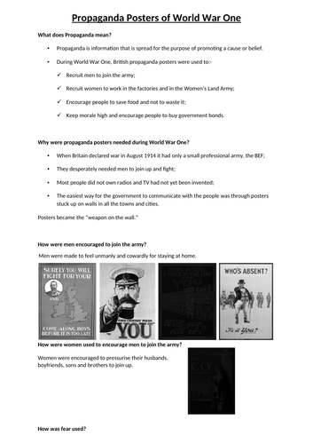 World War One (WWI) Propaganda Lessons | Teaching Resources
