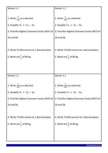 Foundation starters 6 week pack | Teaching Resources
