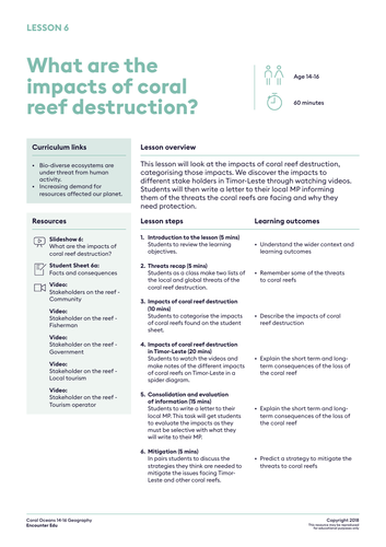 Coral Oceans Geo KS4: What are the impacts of reef destruction ...