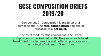 Edexcel Music GCSE Composition Briefs 2019/20 | Teaching Resources