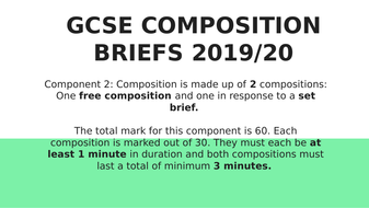 Edexcel Music GCSE Composition Briefs 2019/20 | Teaching Resources