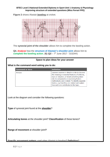 BTEC level 3 Unit 1 Anatomy & Physiology, Learning Aim A: skeletal system revision bundle ...
